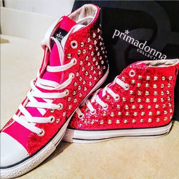 Shoes | Italian Studded Red Sequins Sneakers | Poshmark